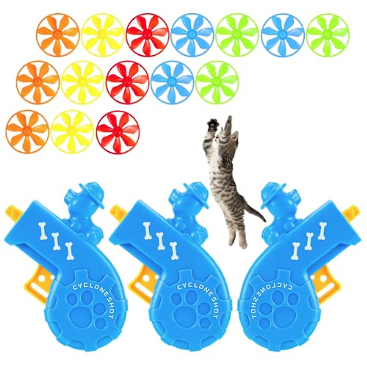 18 Pieces Cat Fetch Toy - Cat Tracks Cat Toy - Fun Levels of Interactive Play -Cat Toys with 5 Colors Flying Propellers Satisfies Cat Hunting, Chasing & Training Exercise Needs