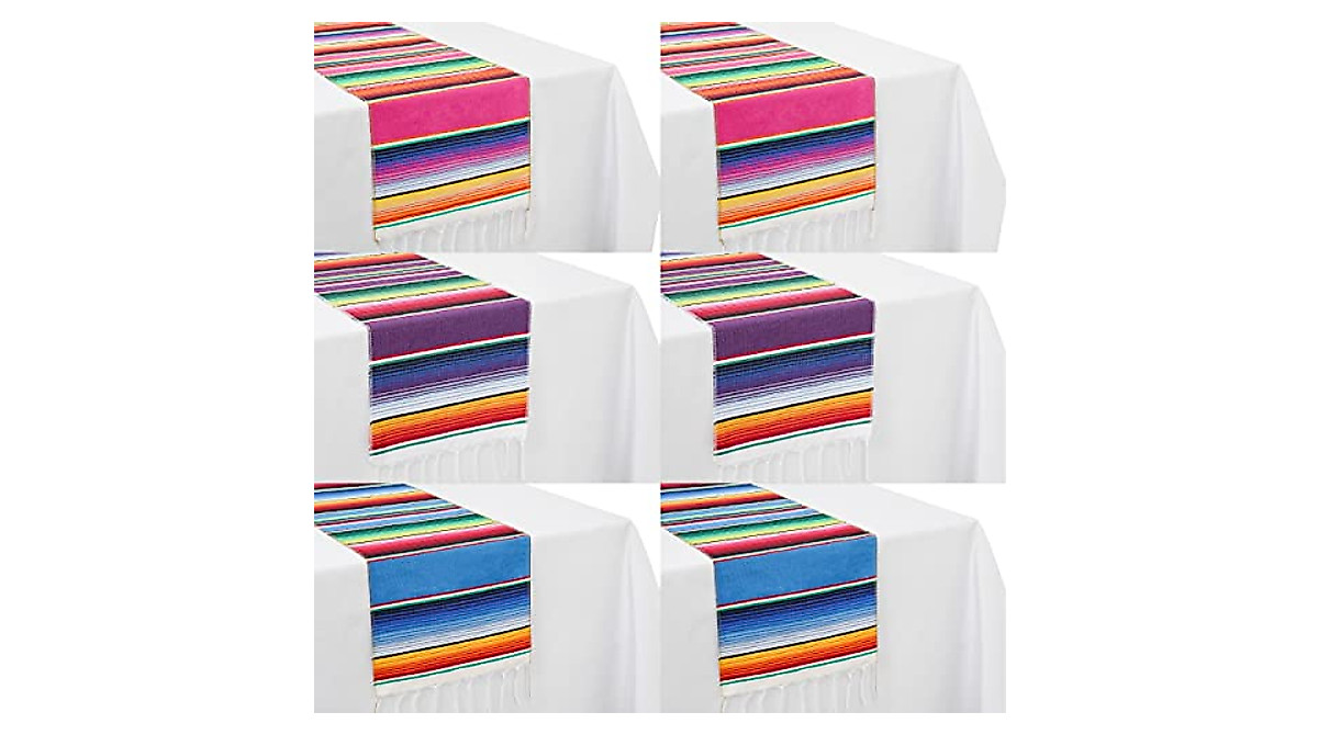 Colorful Mexican Table Runners - 6 Pack for Fiesta