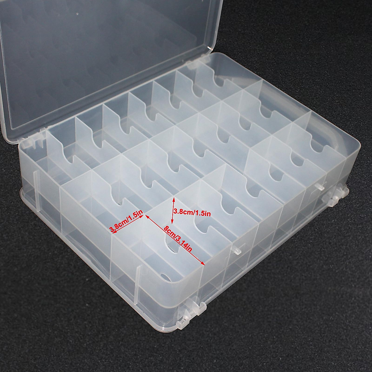 Yedadone 46 Grids Sewing Storage Box Double-sided Storage Organizer Portable Thread Box Storage Clear Plastic Organizer Box for Embroidery and Sewing Threads, Beads, Small Crafts and Toys