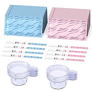 Ovulation & Pregnancy Test Strips Kit: Easy@Home 25 Ovulation Tests 10 Pregnancy Tests & 35 Large Urine Cups - Powered by Premom Ovulation APP | 25LH + 10HCG + 35 Urine Cups