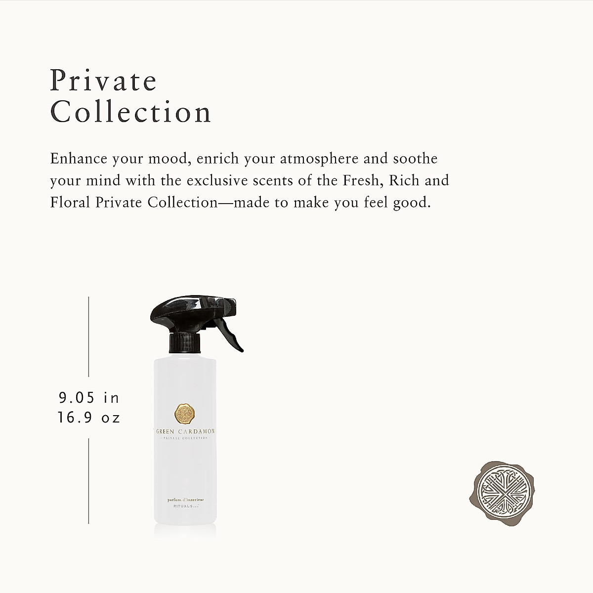 RITUALS Green Cardamom Luxury Parfum d'Interieur - Home Perfume & Room Spray with Green Cardamom & Mandarin - 16.9 Fl Oz