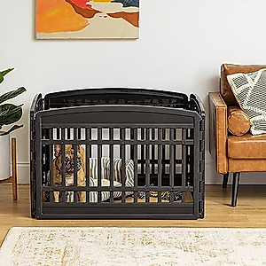 IRIS USA 24" Dog Playpen, 4-Panel Pet Playpen, Puppy Playpen, Indoor/Outdoor Dog Pen, 35 x 35 x 24, Foldable, Fold It Down, Easy Storing, Customizable, Black
