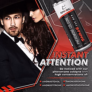 AlphaMale Premium Pheromone Cologne for Men - Savage Scent - Bold, Sultry Men's Cologne Infused with Pheromones for Attraction - Potent, Long-Lasting Formula to Attract Women - 0.34oz (10mL)