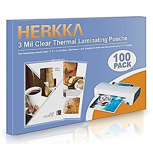 HERKKA 100 Pack Laminating Sheets, Hold 11 x 17 Inch Sheet, 3 Mil Clear Thermal Laminating Pouches 11.5 x 17.5 Inch Lamination Sheet Paper for Laminator, Round Corner