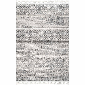 nuLOOM Lira Textured Geometric Tassel Area Rug, 4x6, Grey