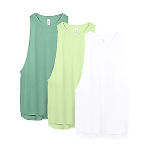 icyzone Workout Tank Tops for Women - Running Muscle Tank Sport Exercise Gym Yoga Tops Athletic Shirts(Pack of 3)(S, White/Green/Pistachio Green)