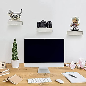 HADEEONG 3-Pack Rustic Small Floating Shelves - 4 Inch Wood Display Ledges for Small Decor, Compact Style Wall Shelf for Farmhouse Bedroom, Living Room, Office