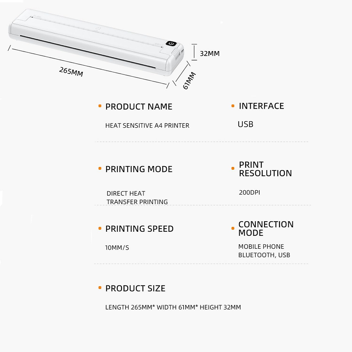 STEIGNER Portable Printer, Thermal Printer Bluetooth, Thermal Printer for Home Use Bluetooth Inkless Printer, Portable Printers Wireless for Travel, Inkless Mobile Printer for Office, Home (White)…