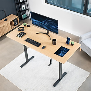 VIVO Black Manual Height Adjustable Stand Up Desk Frame with Hand Crank System, Ergonomic Standing 2 Leg Workstation, DESK-V101M