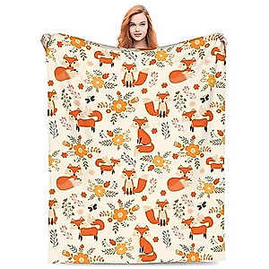 Fox Throw Blanket Soft Cozy Flannel Blankets Lightweight Warm Blanket Bed Couch Sofa for All Seasons Kids Boys Girls Men Women Gifts 60"X50"