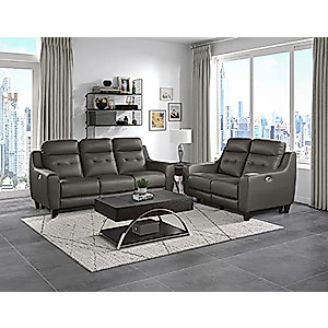 Lexicon Schuyler Power Double Reclining Loveseat, Grayish Brown