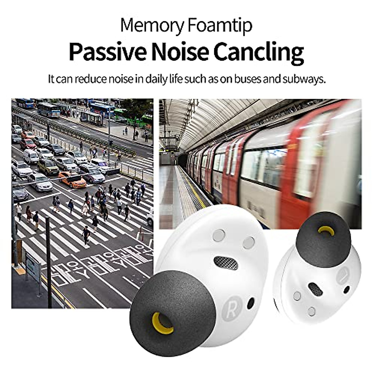 diofit/Galaxy Buds2 Pro Eartips Compatible for Samsung (PU Foam Black(SML))