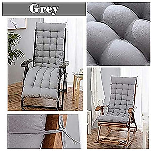 Sun Lounger Chair Cushions, Sundlight Patio Cushions Chaise Outdoor Mattress Garden Recliner Quilted Thick Padded Seat Cushion Reclining Chair Rocking with Ties (Grey, 155x48x8cm/61x18.89x3.14inch)
