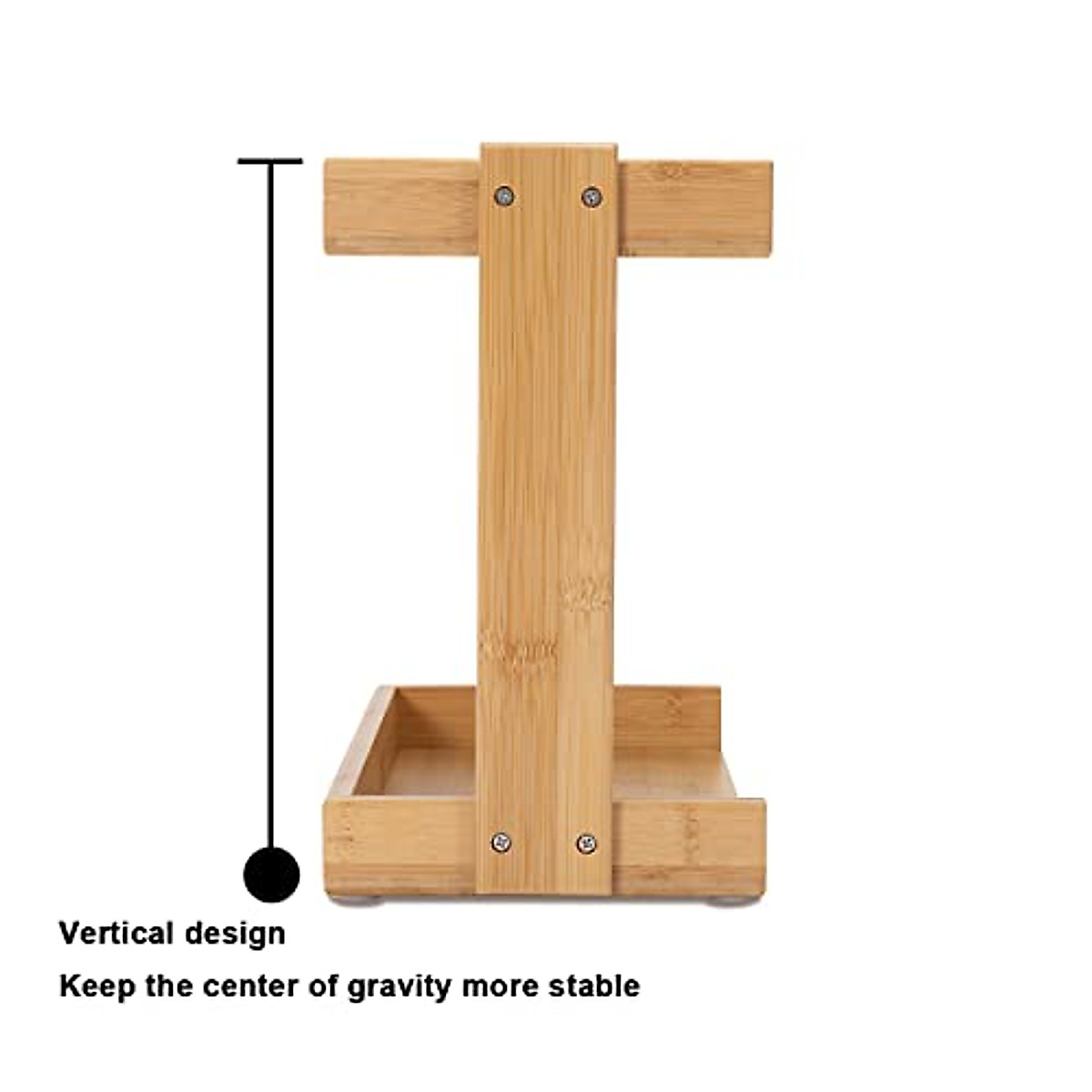 PELYN 2 Tier Bathroom Organizer Counertop, Bamboo Bathroom Counter Corner Shelf for Bath Shampoo Lotion Accessories