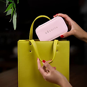 COSMIYA Vegan Leather Small Jewelry Travel Case - Jewelry Travel Organizer | Mini Jewelry Box | Honeymoon Travel Essentials | Accessory Organizer | Earring Necklace Watch Ring Holder | Travel Gift