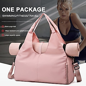 HAUTHE Gym Bag for Women,Sports Gym Yoga Bag with Shoes Compartment,Travel Duffel Shoulder Weekend Bags for Women with Wet Pocket