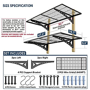 Sanhang 2Pack 1.64x4ft Garage Storage Rack, for Garage, Storage Room Wall Mounted Shelf (Black)