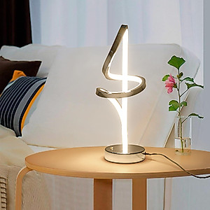 Mayful Modern Table Lamp, RGB Table Lamp，LED Spiral Lamp, Silver Bedside Lamp with 7 Colors 10 Light Modes, Touch Dimmable Nightstand Lamp for Bedroom Living Room Home Office, 15W