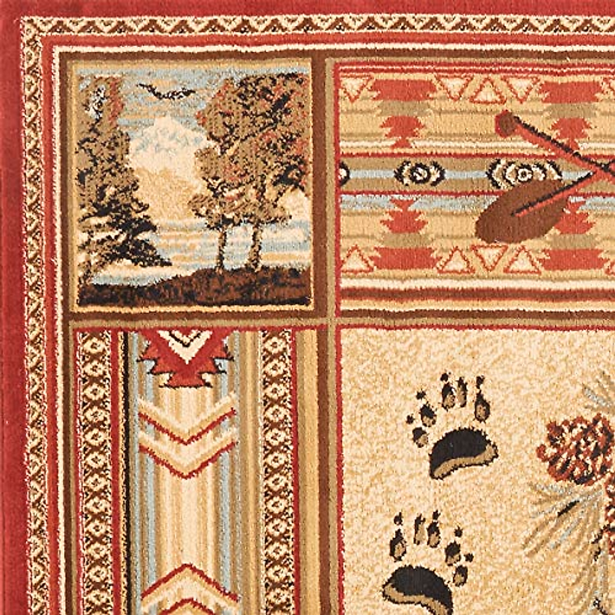 Mayberry Rug Woodlands Bear Rug, 5 ft 3 in x 7 ft 3 in, Red