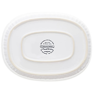 CorningWare French White 1.5 Quart Oval Casserole Bundle: 1.5 Oval with Plastic Lid