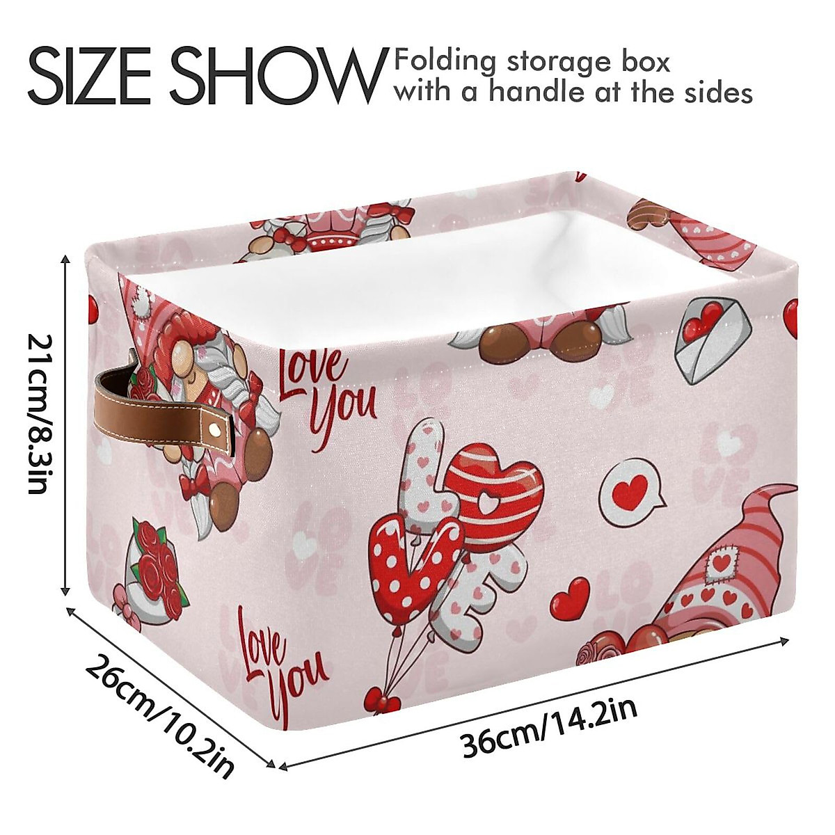 xigua Cute Love Gnomes Storage Bins Foldable Canvas Fabric Storage Basket with Handles for Organizing, Large Storage Baskets for Shelves Closet