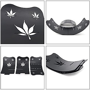 BiggerFire Firewood Rack Carbon Steel Log Holder for Outdoor Indoor Metal Fireplace Small Wood Pile Storage Hollow Maple Leaf Pattern Black