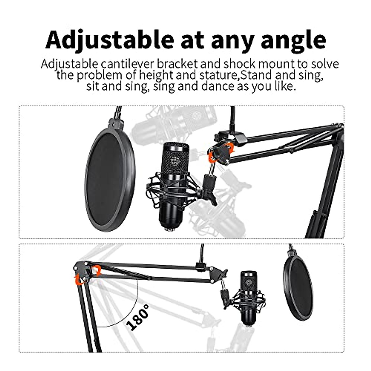 Podcast Microphone Professional 192KHz/24BIT USB Condenser Cardioid PC Mic, Recordings for YouTube, Streaming, Gaming, Recording Music, Voice Over, Studio/Home Recording