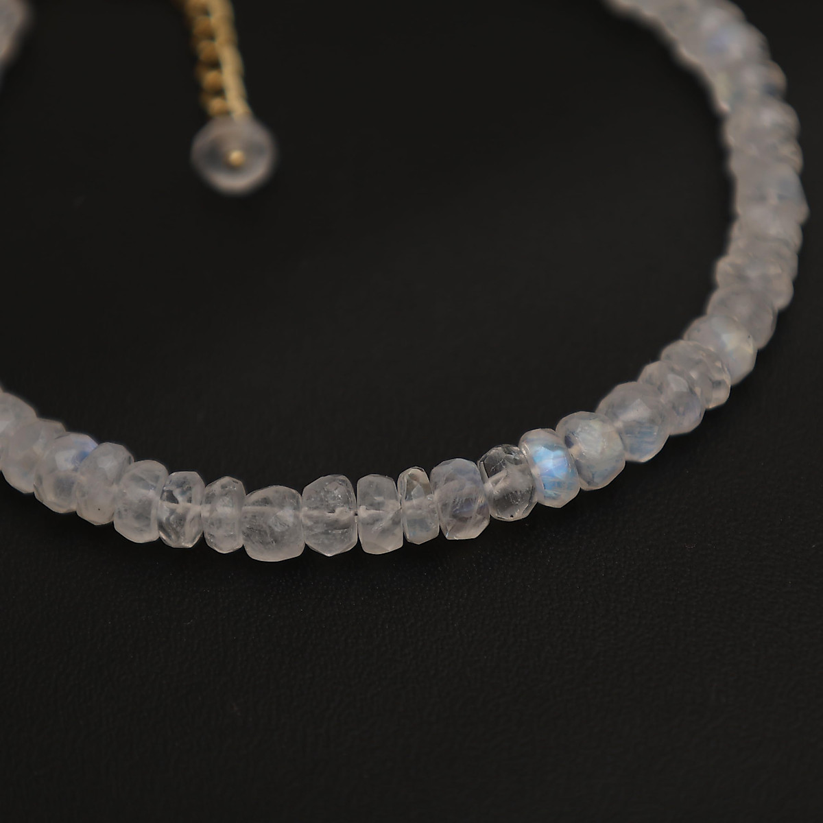 Gempires Rainbow Moonstone Beaded Bracelet, Faceted Beads 4-5 mm, Moonstone Crystal Bracelet for Women, June Birthstone, Gift for Her, 14k Gold Plated 8 inches Adjustable Chain