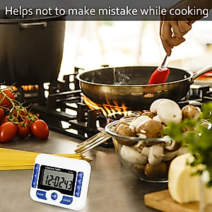 Fdit Count Down Timer Multi-Function 4 Channels Digital Kitchen Cooking Timer 4 Groups Set Magnetic Laboratory Meeting Timer with Digital Alarm Clock Function