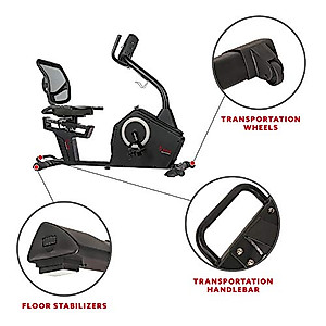 Sunny Health & Fitness Programmable Recumbent Bike - SF-RB4850, Black