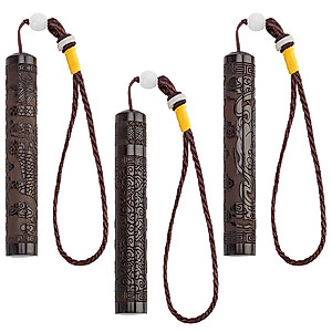 WEBEEDY 3 Pieces Sewing Needle Holder Carved Wooden Case, Pocket Portable Sewing Storage Tube Embroidery Needle Case for for Toothpick Hand Sewing Crafts DIY Sewing Tools Organizer