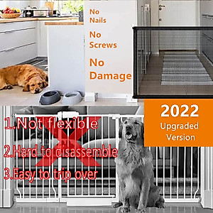 Baby Gates for Stairs No Drilling - 43.3" W x 28.3" H Portable Retractable Mesh Folding Baby Gate Pet Gate Puppy Gate Dog Gate Baby Gate for The House