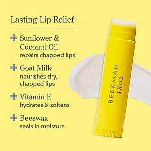 Beekman 1802 Lip Balm, Fresh Air - Scented - 0.15 oz - With Goat Milk, Vitamin E & Beeswax for Dry, Cracked Lips - Good for Sensitive Skin - Cruelty Free - Packaging May Vary