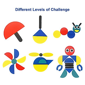 FLYINGSEEDS Wooden Pattern Blocks Animals Jigsaw Puzzle Sorting and Stacking Games Montessori Educational Toys for Toddlers Kids Aged 3+ Years Old (36 Shape Pieces & 60 Design Cards)