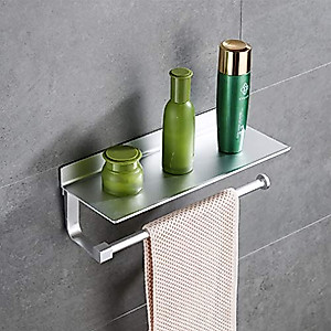 MISSMIN Paper Towel Holder with Shelf,Wall Mount 2-in-1 for Kitchen Shower Bathroom Organizer Storage