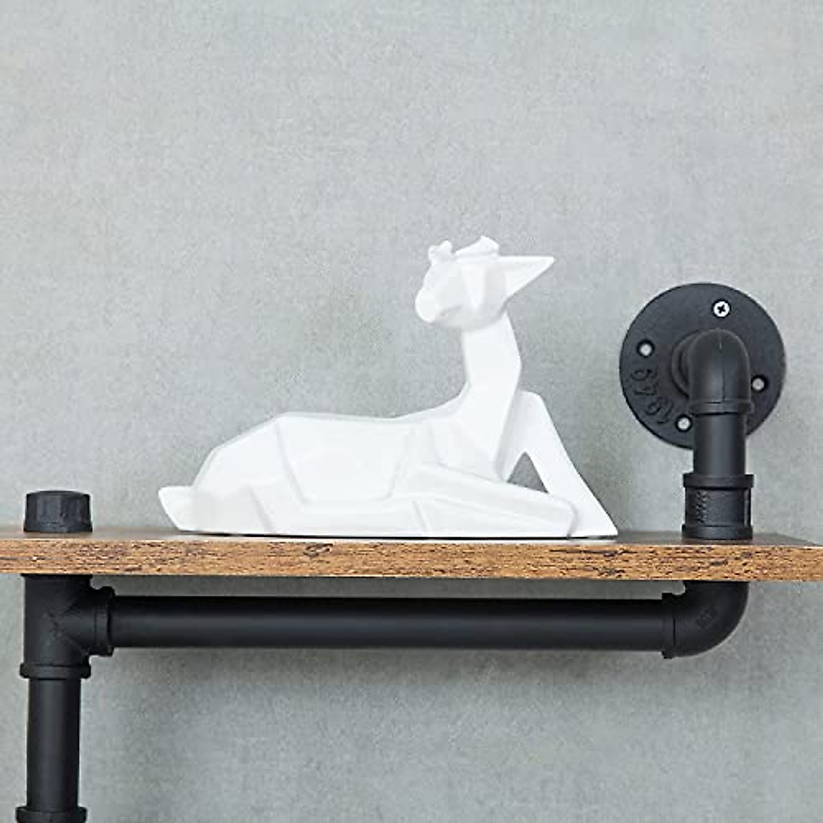 HEONITURE Industrial Rustic Pipe Shelving, Modern Floating Pipe Shelves Wall Mounted, Pipe Design Bookshelf DIY Shelving, Storage Shelves for Room Bedroom Office