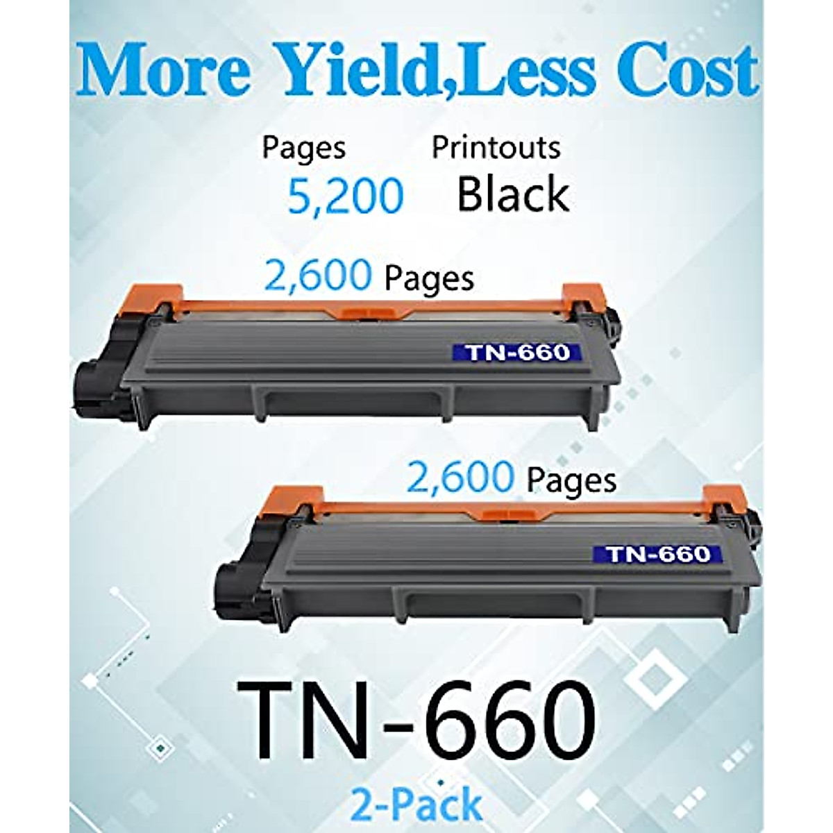 Much&More Compatible Toner Cartridge Replacement for Brother TN660 TN-660 Used for Brother HL-L2300D L2365DW L2340DW L2320D L2360DW DCP-L2520DW L2540DW MFC-L2740DW Printer (Black, 2-Pack)