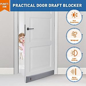 MAGZO Tailorable Door Draft Stopper 38" L X 4.7" W X 1.2" T, Fit Door Bottom Length 30-38 Inch Door Draft Blocker Noise Cold Air Wind Dust Proof Energy Saving, Gray