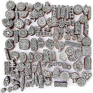 Royal Kraft Assorted Wooden Block Printing Stamps (Set of 25) Bulk01_25