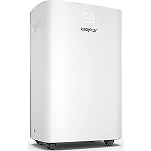 Waykar 4500 Sq. Ft Dehumidifier for Home with Drain Hose for Bedrooms, Basements, Bathrooms, Laundry Rooms - with Intelligent Control Panel and Front Display, 24 Hr Timer and 0.66 Gallons Water Tank