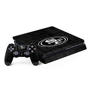 Skinit Decal Gaming Skin Compatible with PS4 Slim Bundle - Officially Licensed NFL San Franciso 49ers Black & White Design