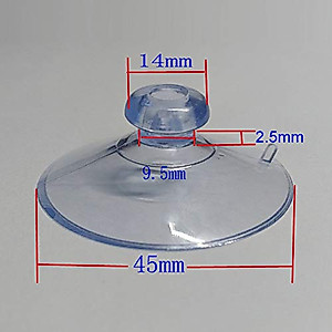 lasenersm 20 Pieces PVC Plastic Mushroom Head Suction Cups Pads Strength Suction 45mm Large Suction Cup Without Hooks Clear-Blue