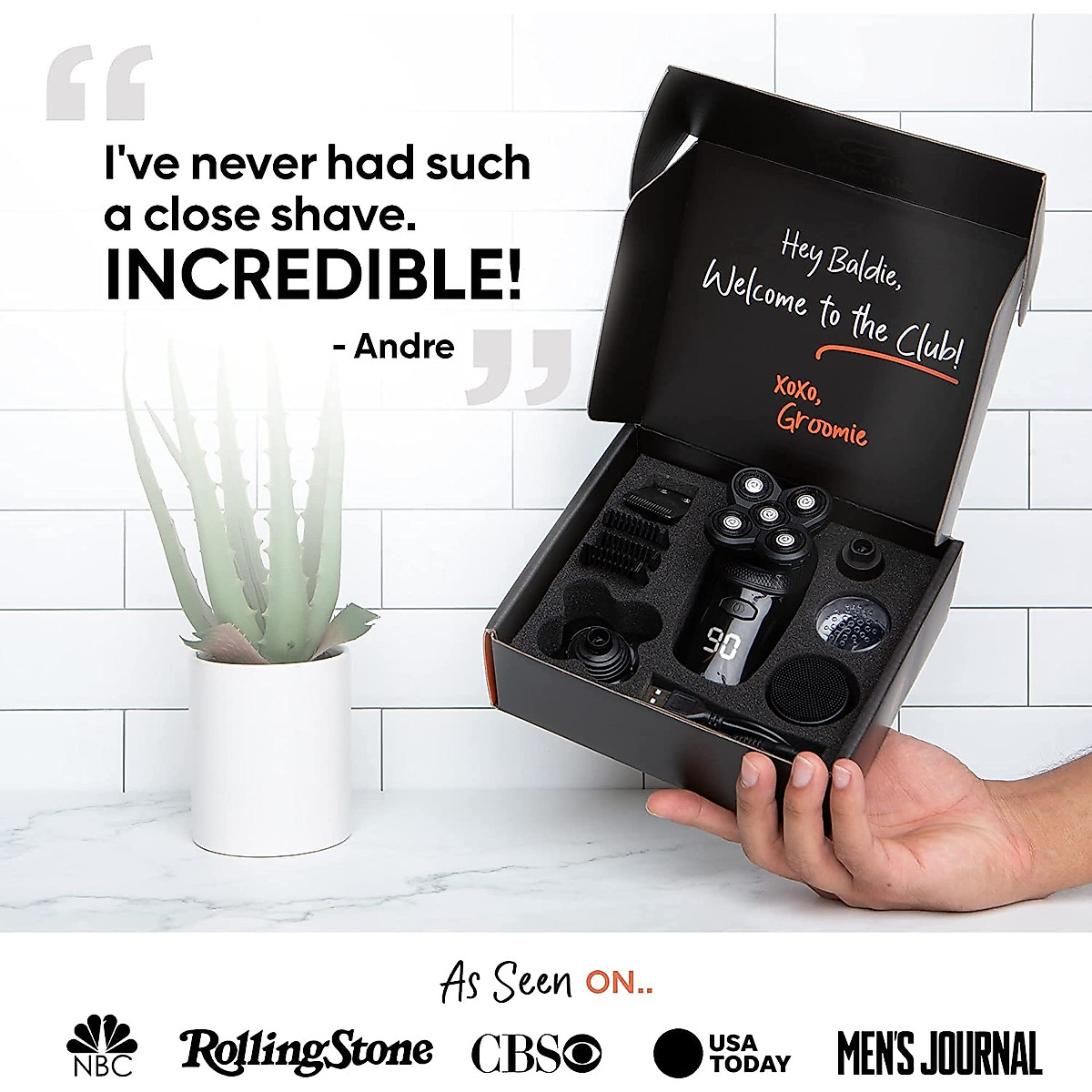 GROOMIE No Hair, Don't Care Bundle - 5D BaldiePro Electric Head Shavers for Bald Men, Natural Pre-Shave Oil to Promote Close Shave, & Natural Aftershave Serum - Mens Head Shaver Kit w/Electric Razor