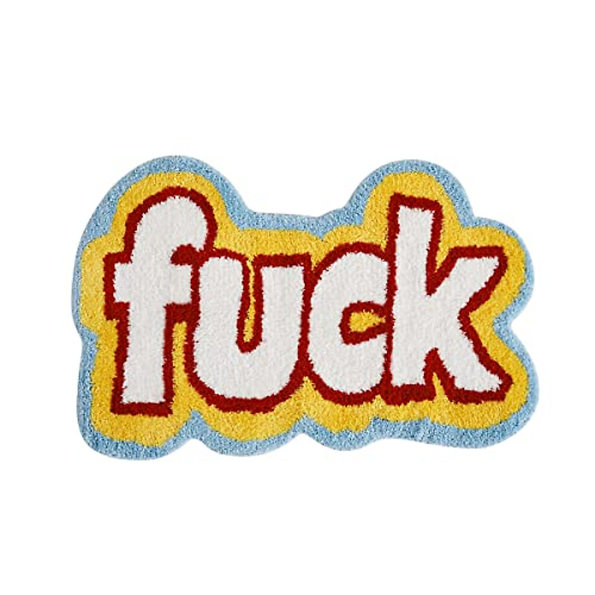 RoomTalks Funny Cute 2x3 Rugs for Bedroom Bathroom Dorm Kitchen Non Slip Rubber Backed Machine Washable, Swear Words Fuck Funky Cool Small Area Rug Colorful Fluffy Shaggy Bedside Accent Rug