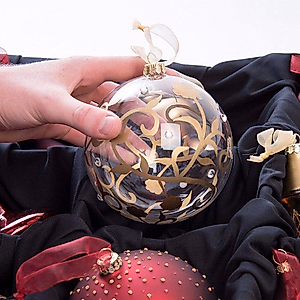 Deluxe Christmas Ornament Storage Box - Holds 48 Ornaments up to 6 Inches Tall by Any Width/Length, 2 Removable Trays with Moving Dividers