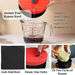 AI LOVE PEACE Microwave Ramen Bowl Noodle Bowls With Lid Speedy Ramen Cooker In Minutes BPA Free and Dishwasher Safe For Office College Dorm Room Instant Cooking with Holder,Holiday gifts.