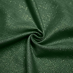 Christmas Green and Gold Curtains 63 Inch Length for Living Room 2 Panels Grommet Semi Sheer Shiny Glitter Sparkle Shimmer Hunter Forest Green Curtain for Bedroom Xmas Holiday Decor Emerald Dark Green