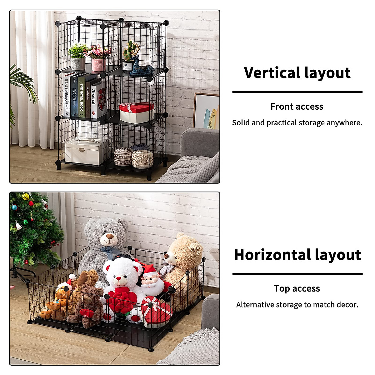 PARANTA Wire Cube Storage Organizer, 6 Cube Bookshelf, Stackable Storage Bins, Closet Organizer and Storgae, Multi-use DIY Standing Shelf Units for Book,Toys,Clothes,Tools