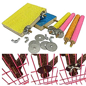 Hamiledyi 6 PCS Bird Perch Stand Toy Wood Parrot Paw Grinding Stick Perch Stand Platform Parakeet Cage Accessories Exercise Toys for Budgies Cockatiel Conure