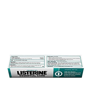 Listerine Essential Care Fluoride Anticavity Toothpaste Gel, 4.2 Ounce, (Pack of 3)